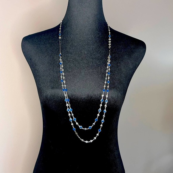 Market & Spruce | Jewelry | Nwt Silver And Blue Double Strand Necklace ...